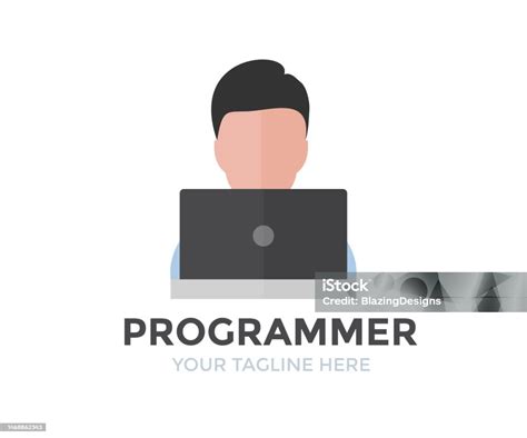 노트북을 가진 남성 프로그래머 사람 프로필 아바타 기호 남성 사람 아이콘입니다 남성 전문 프로그래머 벡터 디자인과 그림 가상