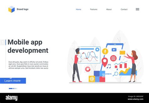 Mobile App Development Vector Illustration Cartoon Developer Designer People Create Develop