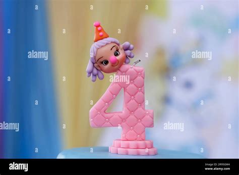 Detail Of The Number Four On The Top Of The Birthday Cake 4th Birthday