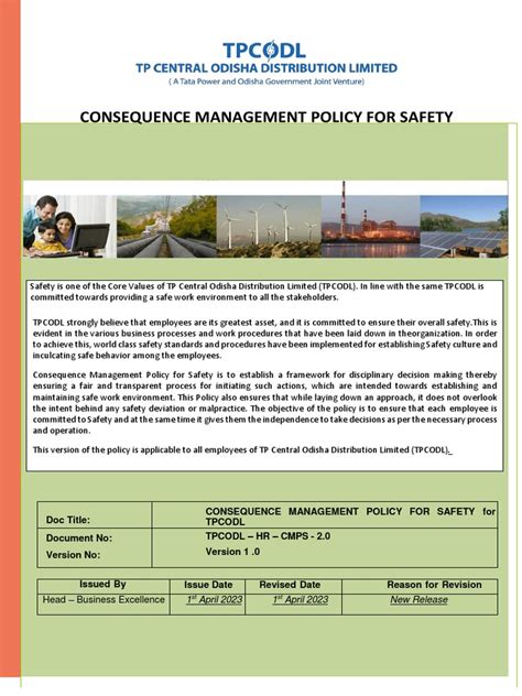 Consequence Management Policy For Safety Download Free Pdf Policy Employment