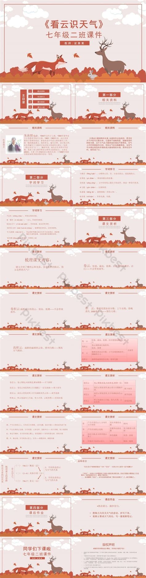 PEP Version Of The Seventh Grade Courseware Template PPT Seeing The Cloud And Knowing The