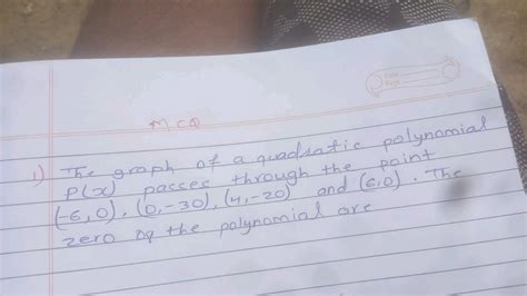1 The Graph Of A Quadratic Polynomial P X Passes Through The Point