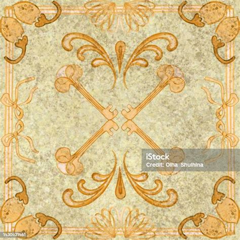 빈티지 모로코 타일 원활한 패턴 마졸리카 스타일의 끝없는 복고풍 배경 초라한 오래된 타일의 이탈리아 고전 스타일 벽지와 직물을 위해 오래된 수채화 된 손은 Azulejo