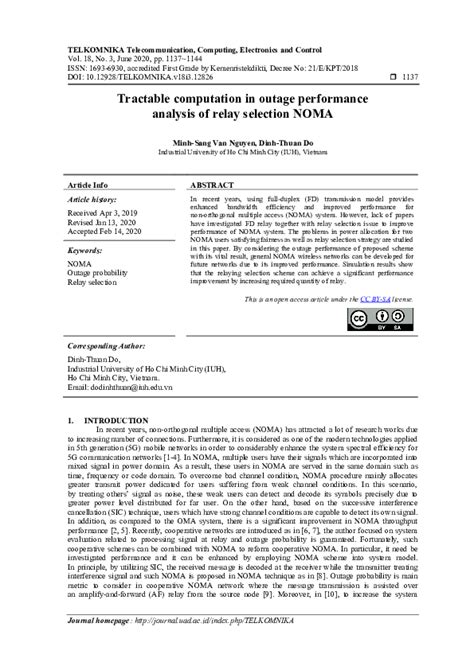 Pdf Tractable Computation In Outage Performance Analysis Of Relay Selection Noma
