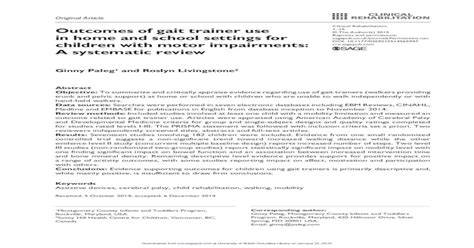 Pdf Clinical Rehabilitation Outcomes Of Gait Trainer Use © The