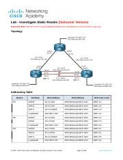 6 1 2 Lab Investigate Static Routes ILM Docx Lab Investigate Static Routes Instructor