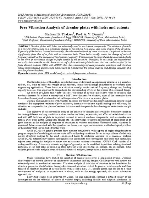 Finite Element Analysis Of Circular Annular Plates Pdf Normal Mode Physics