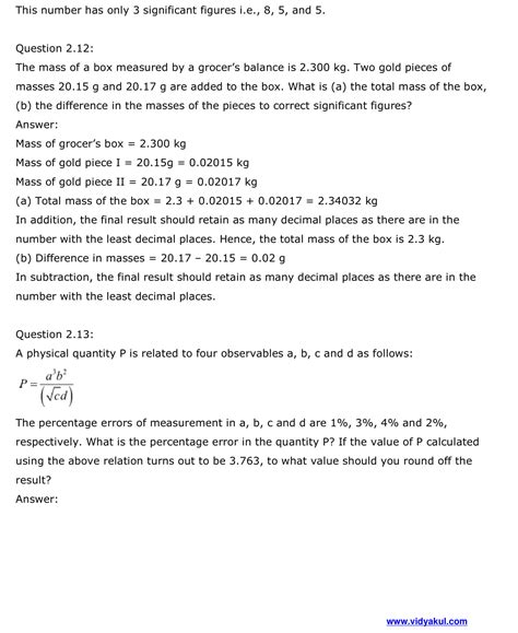 Class 11th Physics Units And Measurement NCERT Solution CBSE 2023