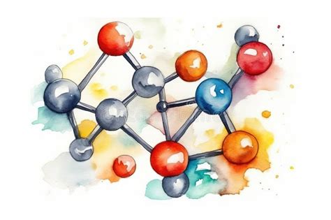 Watercolor Illustration Of Atomic Model Of Matter Stock Image Image Of Energy Science 314668347