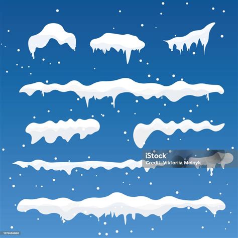 격리 된 눈 모자세트 겨울 배경에 눈 덮인 요소 눈과 눈송이가 움직입니다 그림 겨울에 대한 스톡 벡터 아트 및 기타 이미지 겨울 계절 고드름 Istock