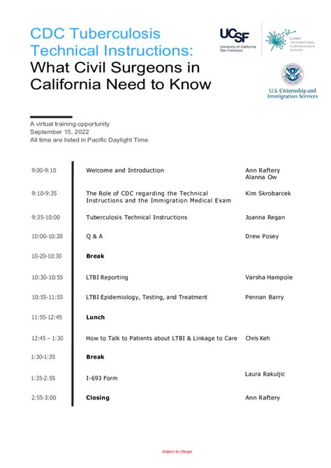 Cdc Tuberculosis Technical Instructions What Civil Surgeons In California Need To Know Curry