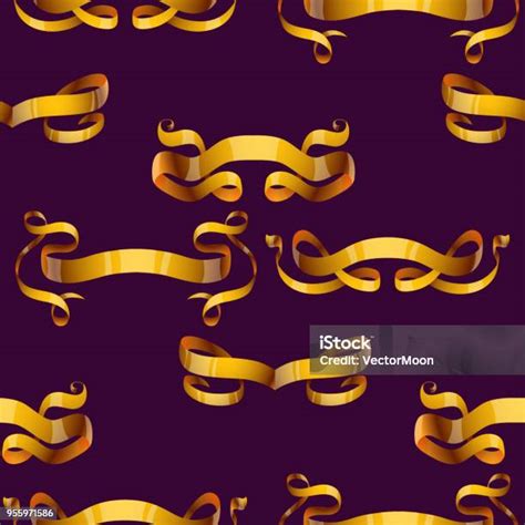 리본 스티치 밴드 디자인 프로젝트 반짝 나비 장식 우아한 그래픽 완벽 한 패턴 배경에 대 한 자세히와 현실적인 골드 벡터 테이프