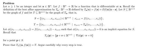 problem let n 1 be an integer and let a € r let