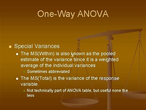 OneWay ANOVA OneWay Analysis Of Variance OneWay ANOVA