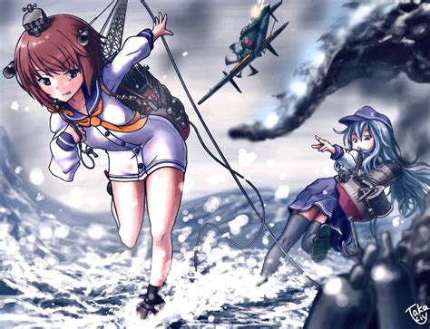 Hibiki Yukikaze And Godzilla Kantai Collection And More Drawn By Nk R Danbooru