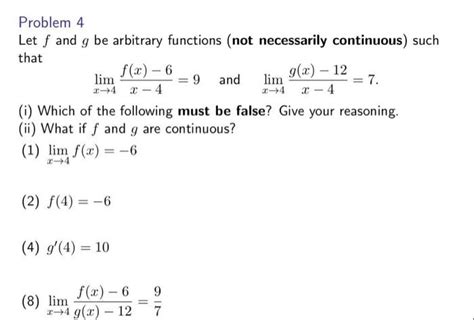 Solved Problem 4 Let F And G Be Arbitrary Functions Not