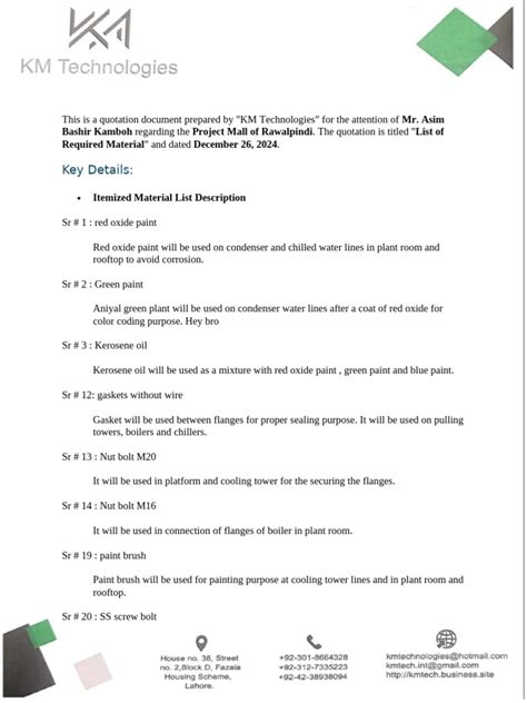 Quotation Description Pdf Valve Building Engineering