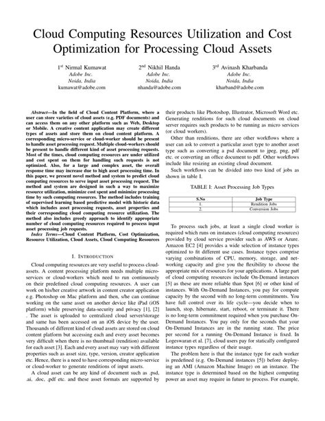 Pdf Cloud Computing Resources Utilization And Cost Optimization For