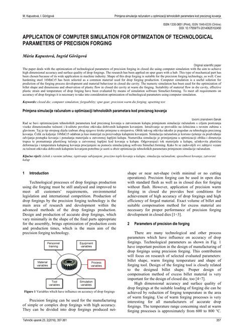 Pdf Application Of Computer Simulation For Optimization Of