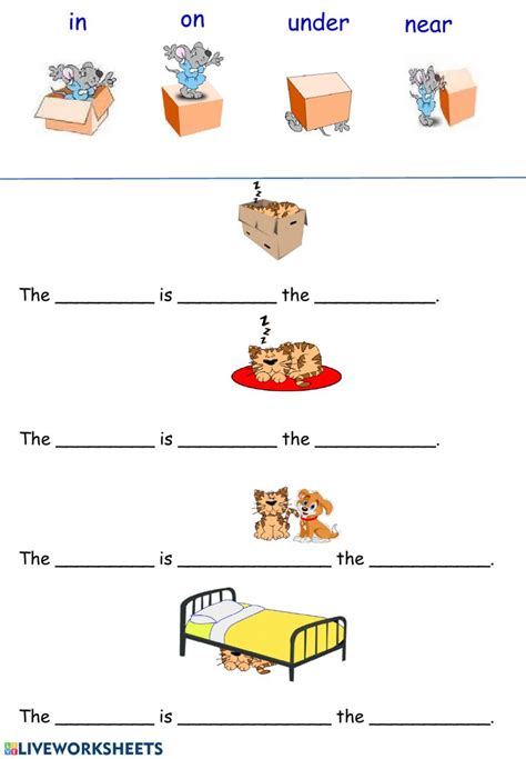In On Under Near Super Easy Prepositions Worksheet Preposition