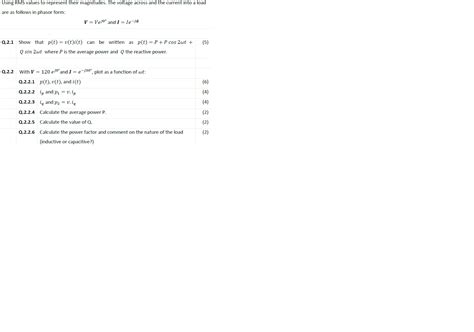Solved Using RMS Values To Represent Their Magnitudes The Chegg