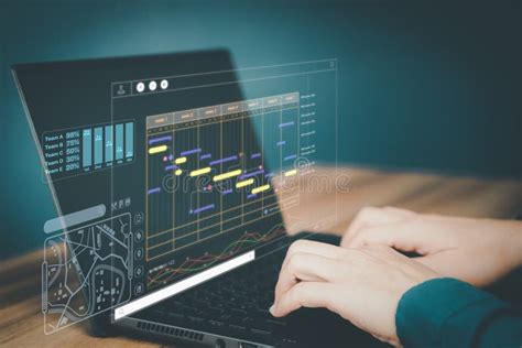 Man Working With Technology Computer In Business Analytics And Data