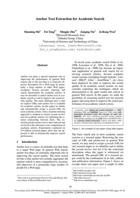 Pdf Anchor Text Extraction For Academic Search