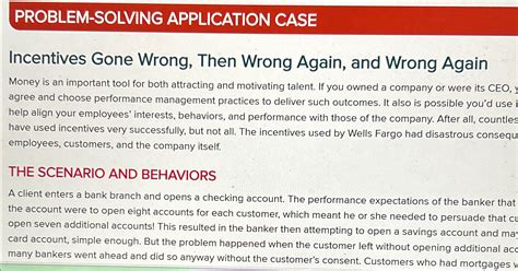 Solved PROBLEM SOLVING APPLICATION CASEIncentives Gone Chegg
