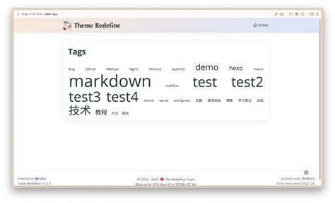 标签 Hexo Theme Redefine Docs