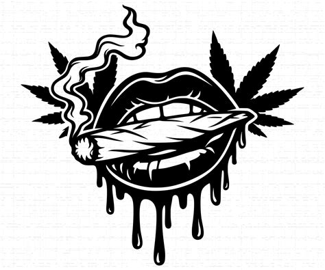 Dripping Lips With Joint Svg Png Chill Vibes Cannabis Leaf 420 Art