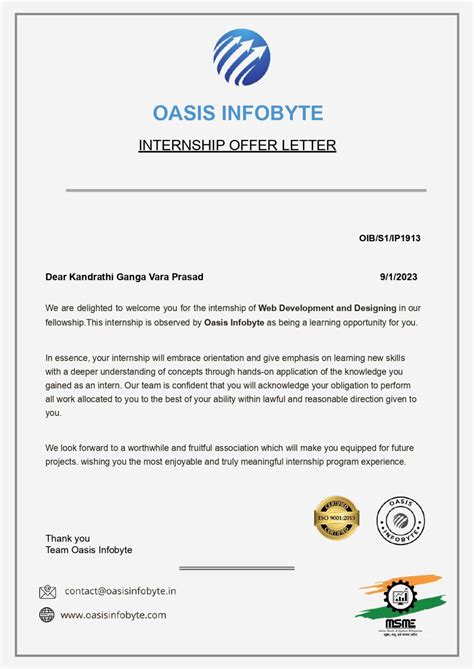 Oasisinfobyte Webdevelopment Internship Kandrathi Ganga Vara Prasad