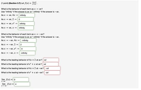 Solved 1 Point Section 3 7 Let F X Ex X4x 2 What Is Chegg Com