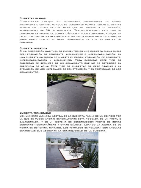Cubiertas Planas Pdf Techo Ingeniería De Edificación