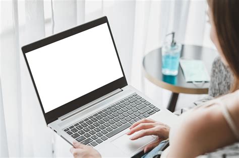 Woman Using Laptop Mock Up 1900664 Stock Photo At Vecteezy
