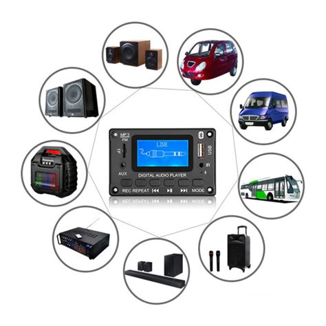 Car Bluetooth Mp3 Decoder Board Lcd Display Mp3 Audio Module Speaker Support Fm Radio Aux Usb