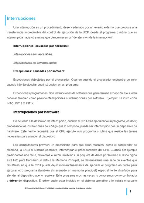 Apunte De Clase Interrupciones Universidad De Palermo