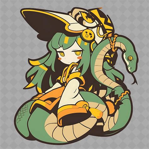 Premium Psd Png Charming And Kawaii Anime Snake Girl With Snake Tail