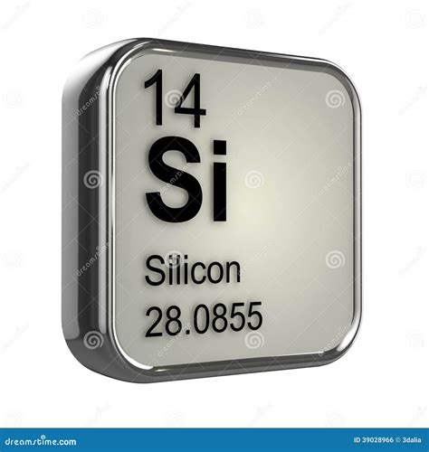 Silicon As Element 14 Of The Periodic Table 3d Illustration On Gold