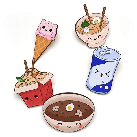ᐉ Набір значків Lex Altern Кавайна їжа из дерева 5 шт 8556097 • Краща ціна в Києві Україні
