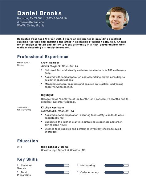 Fast Food Resume Template