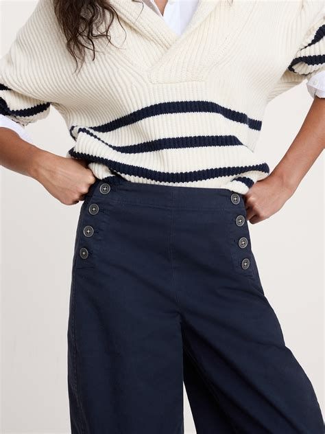 High Rise Stretch Canvas Sailor Pant Banana Republic