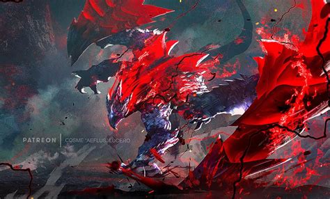 The Star Of Despair Crimson Glow Valstrax By Aeflus On Deviantart Monster Hunter Art Monster