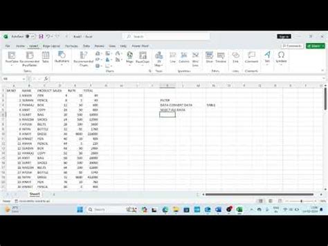 EXCEL TRICK ESLIYE USE IN DATA HOW TO FILTER CONVERT DATA INTO TABLE