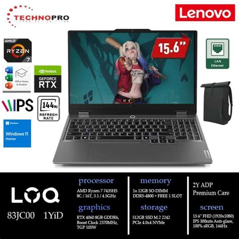 Promo Lenovo Loq Arp Yid Amd Ryzen Hs Rtx Gb Gb Ssd Windows Home Ohs