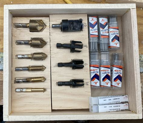 Boring Tools Till Small Drawer—spoon Bits Countersinks Plug Cutters