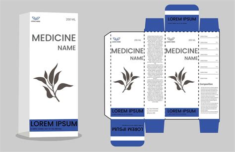 Medicine Paper Packaging Box Design Box Packaging Die Cut Template
