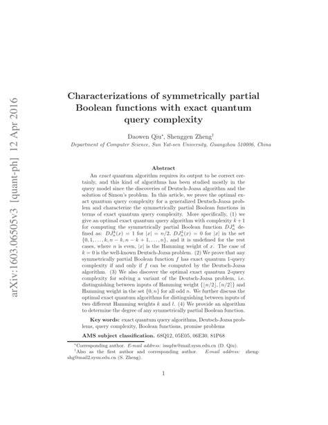 Pdf Characterizations Of Symmetrically Partial Boolean Functions With