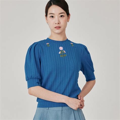 클로버가든 빈티지 와일드 플라워 피크닉 니트피크닉 블루 위시버킷