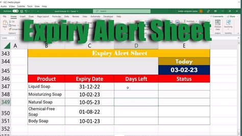 Expiry Alert Sheet In Excel √excel Trick Youtube