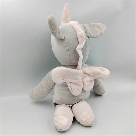 Doudou Peluche Licorne Grise Rose Ale Hop